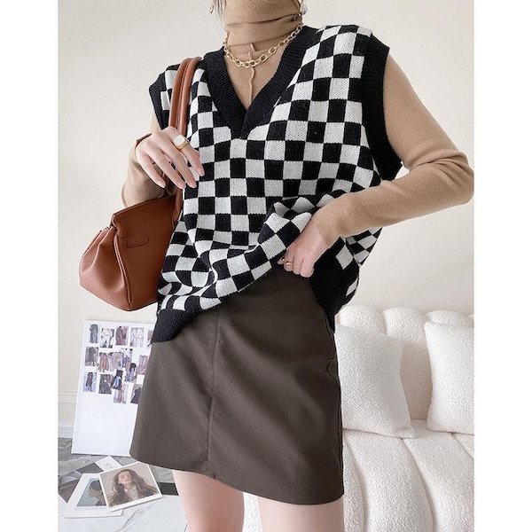 Checkerboard Sweater - Etsy