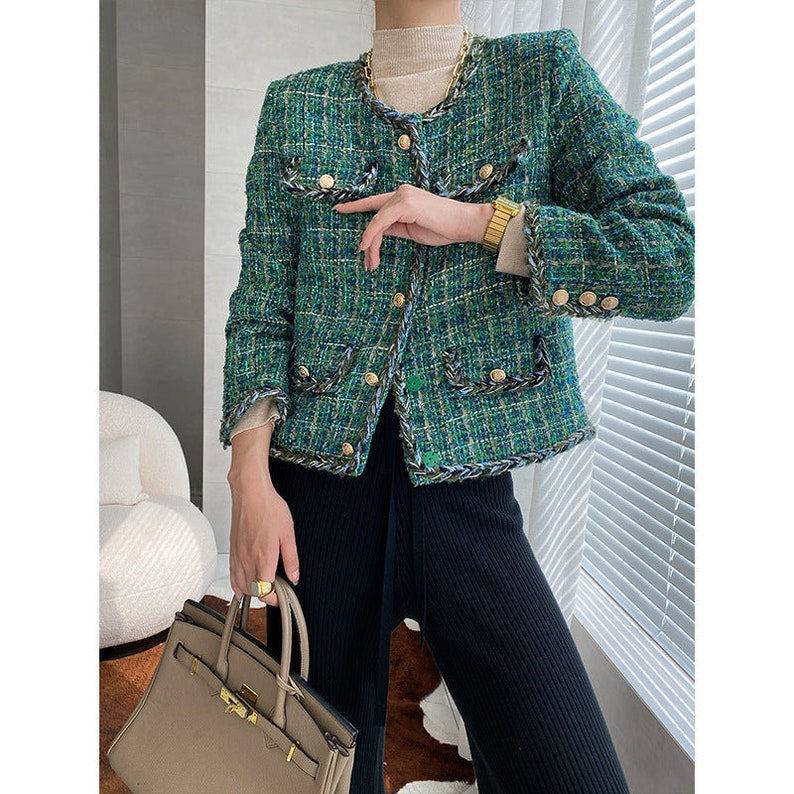 Turquoise Green Tweed Coat Jacket Top - Etsy