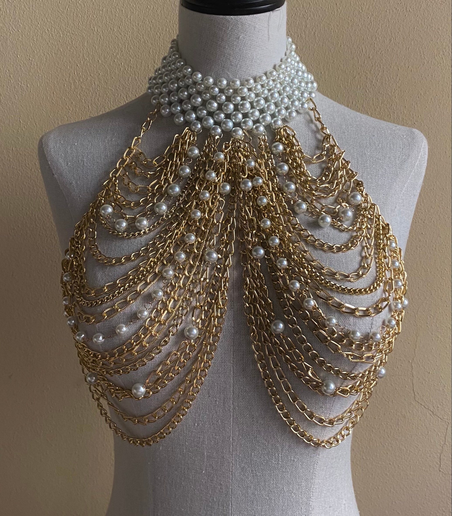 Handmade Gold Chain Top Gold Body Chains Body Jewelry Pearl - Etsy UK