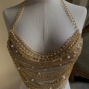 Gold Chain Dress Gold Body Chains Body Jewelry Pearl Body - Etsy UK