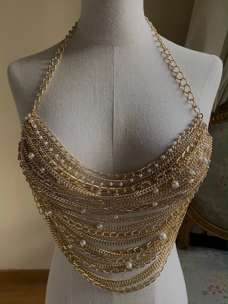 Gold Chain Dress Gold Body Chains Body Jewelry Pearl Body - Etsy UK