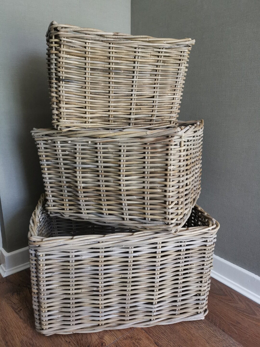 Hancrafted, Large, Chunky, Rattan Rectangular Log Basket - Etsy UK