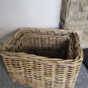 High Quality & Strong - Chunky Rattan Rectangular Log Basket / Storage ...