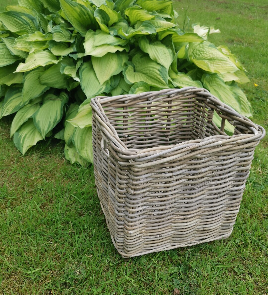 Strong & Sturdy Handmade Square Rattan Basket With Cut Out Handles ...