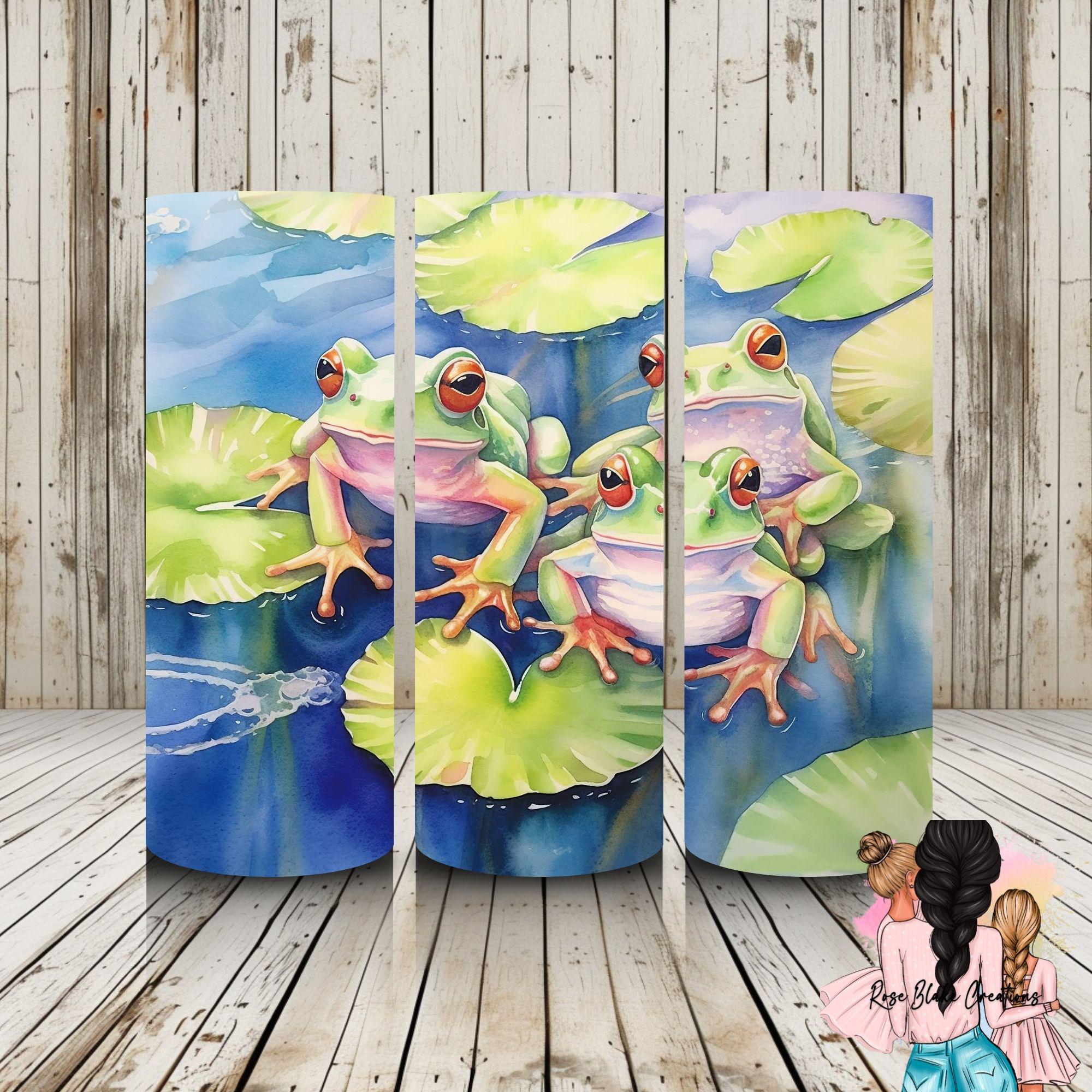Frog, Frog Tumbler, Frogs on Lilly Pads, Lilly Pads, Cute Frog Tumbler ...