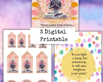 Printable ZEN Junk Journal Pages, Digital Journal Pages, Meditation ...