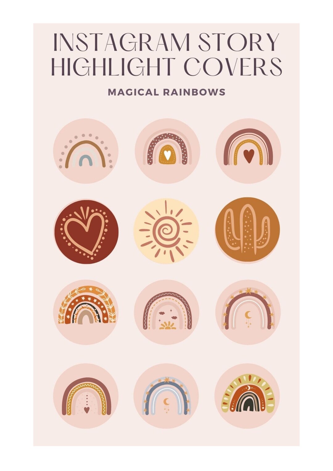 Rainbow Boho Instagram Story Highlight Icons Social Media - Etsy