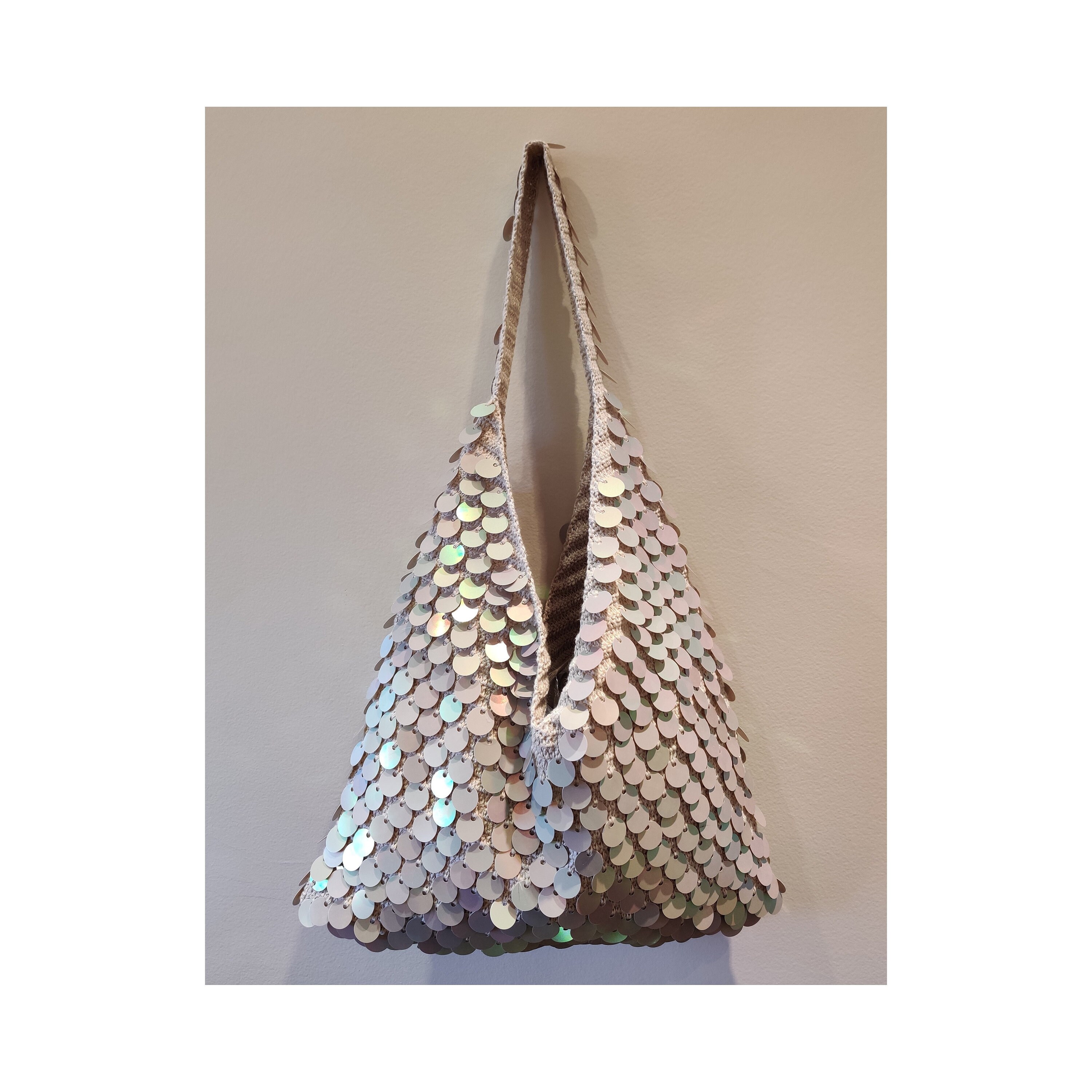Woman's Shoulder Bag With Pearlescent Sequins - Etsy