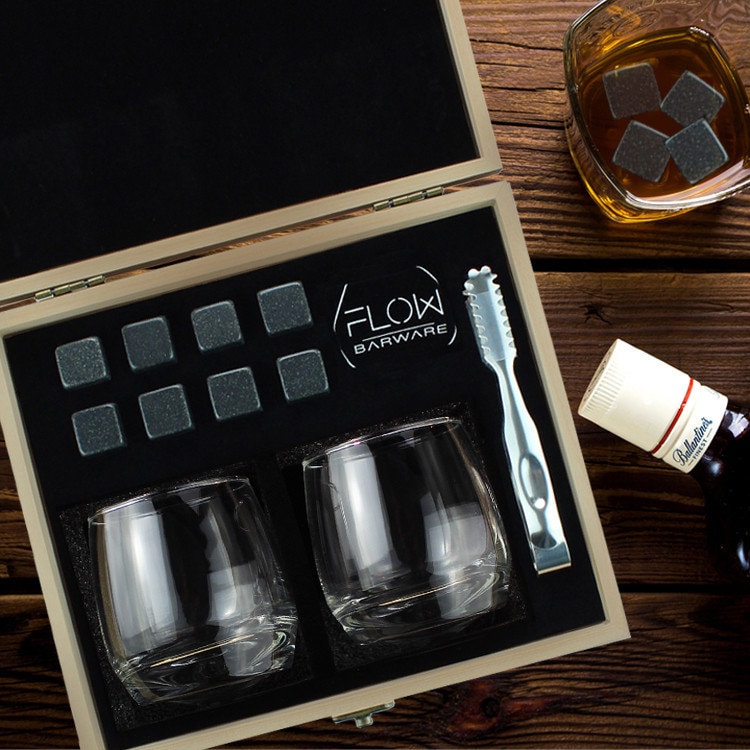 Rocking Whiskey Glass Gift Set, Set of 2 Spinning Whisky Glasses ...