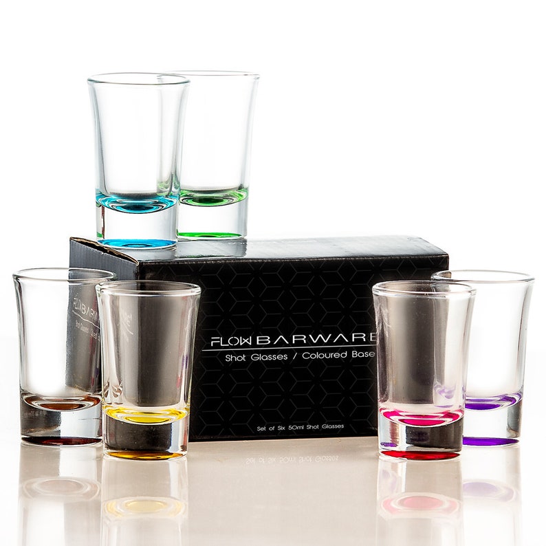 Shot Glasses Coloured Bases Tequila Shots Glass Stag Do - Etsy