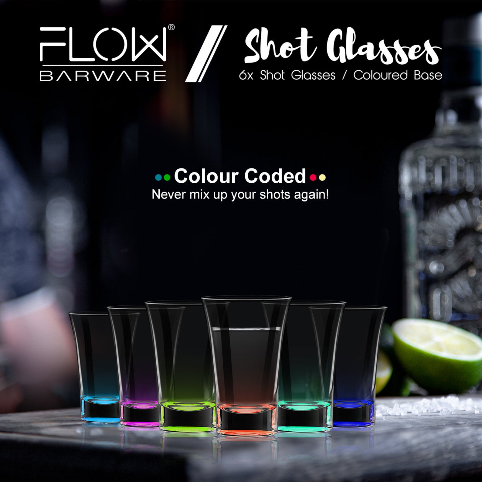 Shot Glasses Coloured Bases | Tequila Shots Glass, Stag Do, Party ...