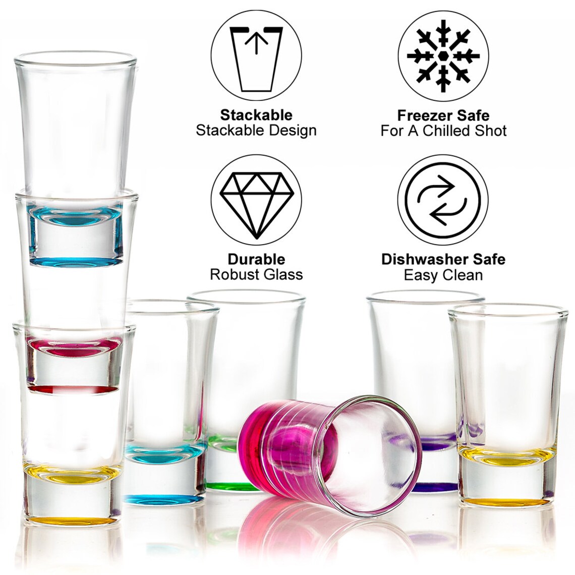 Shot Glasses Coloured Bases Tequila Shots Glass Stag Do - Etsy