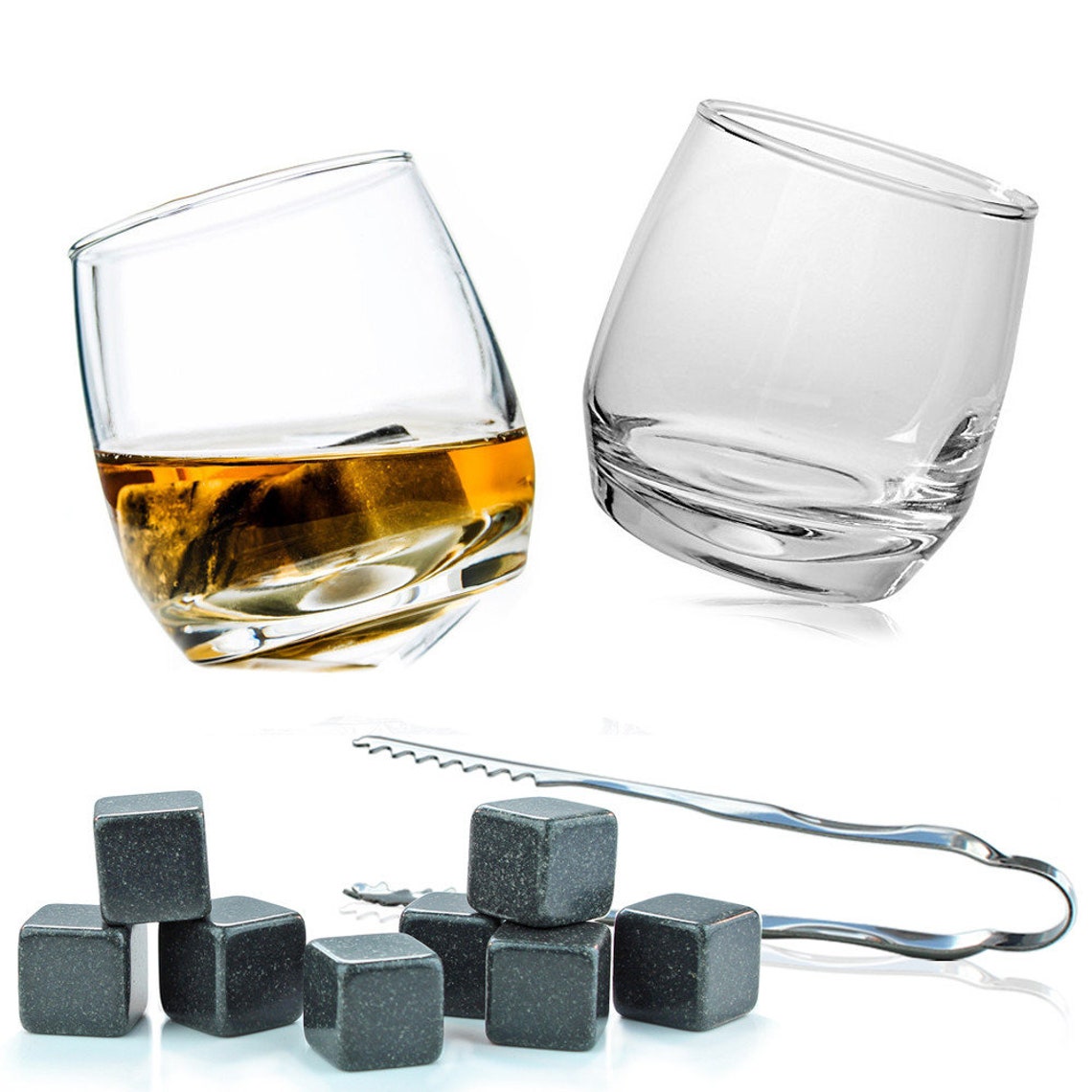 Rocking Whiskey Glass Gift Set, Set of 2 Spinning Whisky Glasses ...