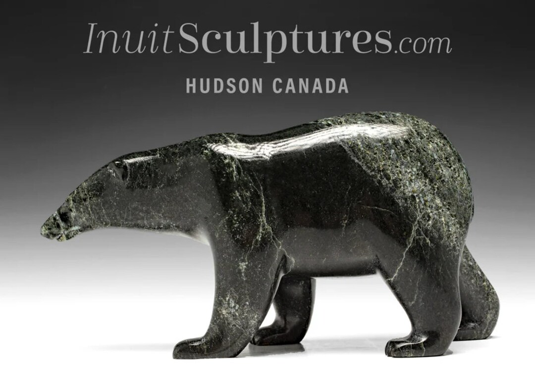 8 Walking Bear by Tim Pee charcoal Original Inuit Sculpture, Cape ...
