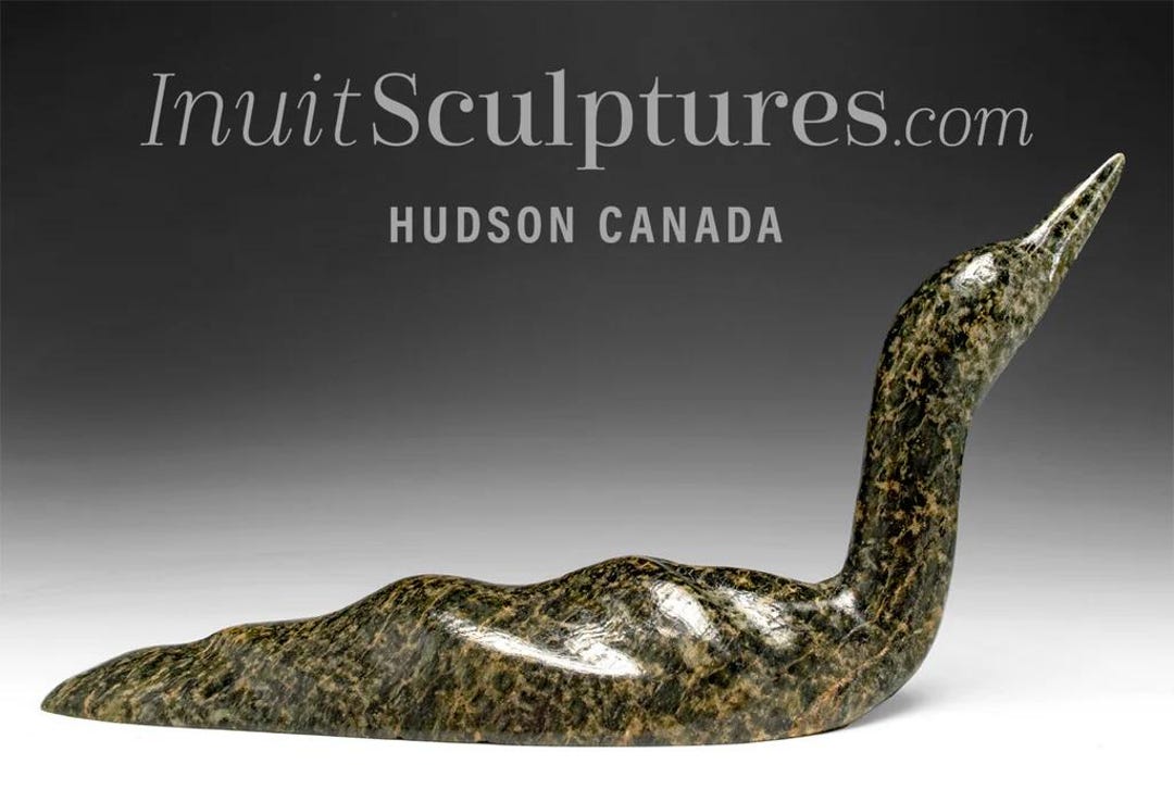 8" SIGNATURE Swan by Ning Ashoona *earth Day* Inuit Sculpture Soapstone ...