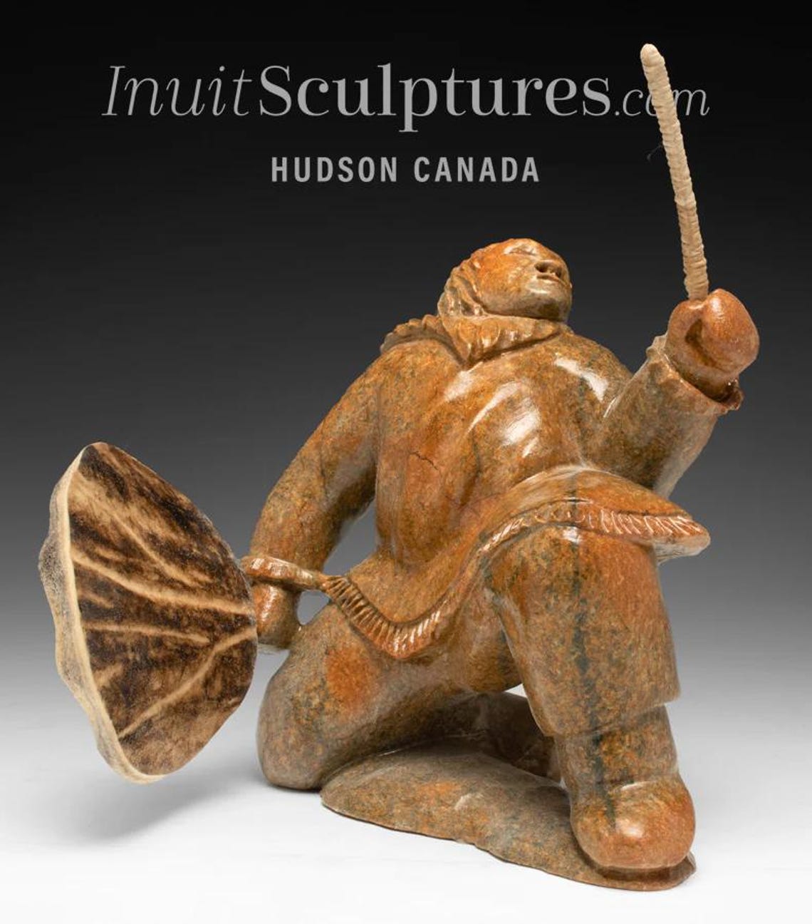 8" Drum Dancer Master Carver Derrald Taylor Inuit Sculpture Art Inuit ...