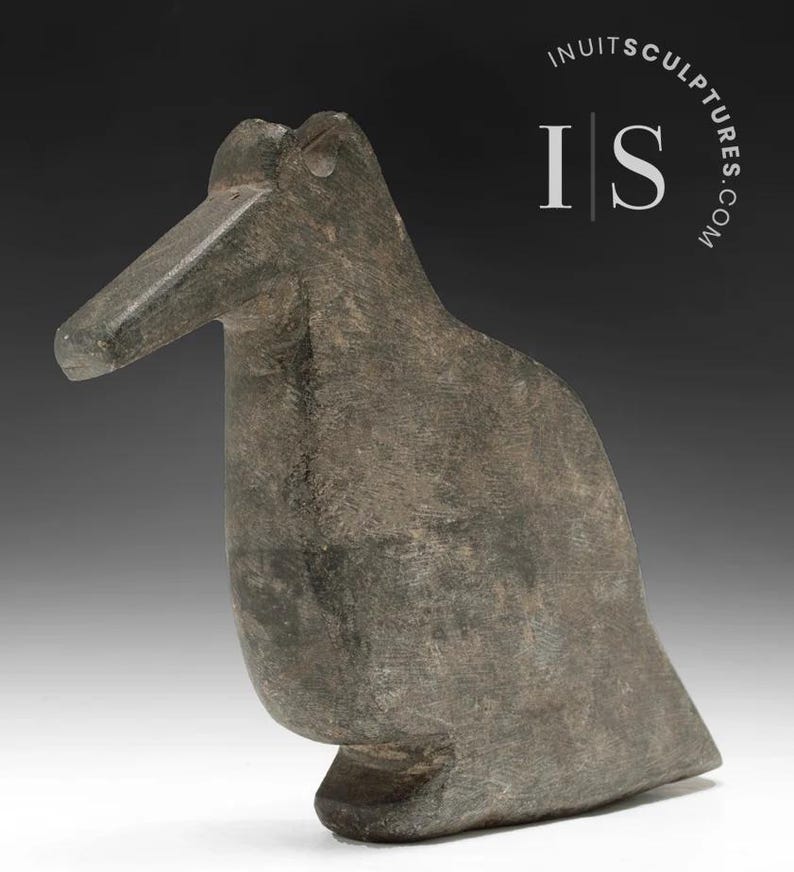 Vintage 7" Wolf by Andy Miki *gunner* Inuit Sculpture Art Inuit ...