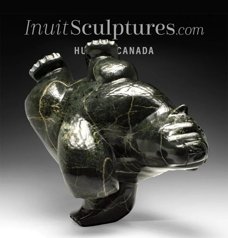 17" 2 Way Dancing Bear by Isaaci Petaulassie *gridlock* Original Inuit ...