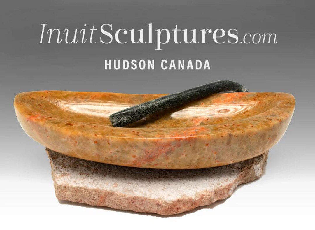 9" Qulliq (seal Oil Lamp) by Newkinga Kownirk *viking* Original Inuit ...