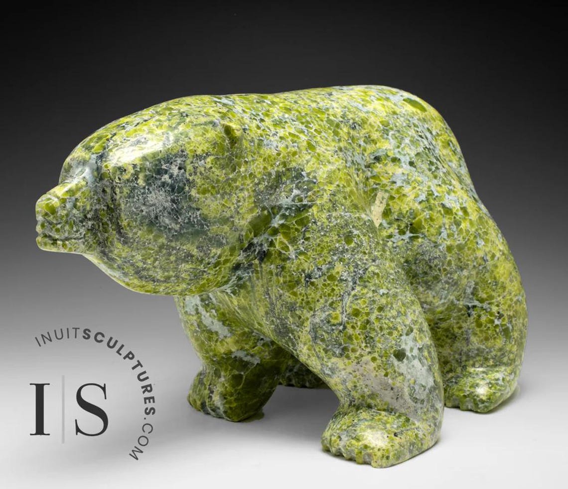 17" Walking Bear by Moe Kolola *puff* Original Inuit Sculpture, Cape ...