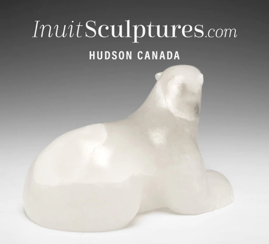 8" Lying Polar Bear by Derrald Taylor *badge* Inuit Sculpture Art Inuit ...
