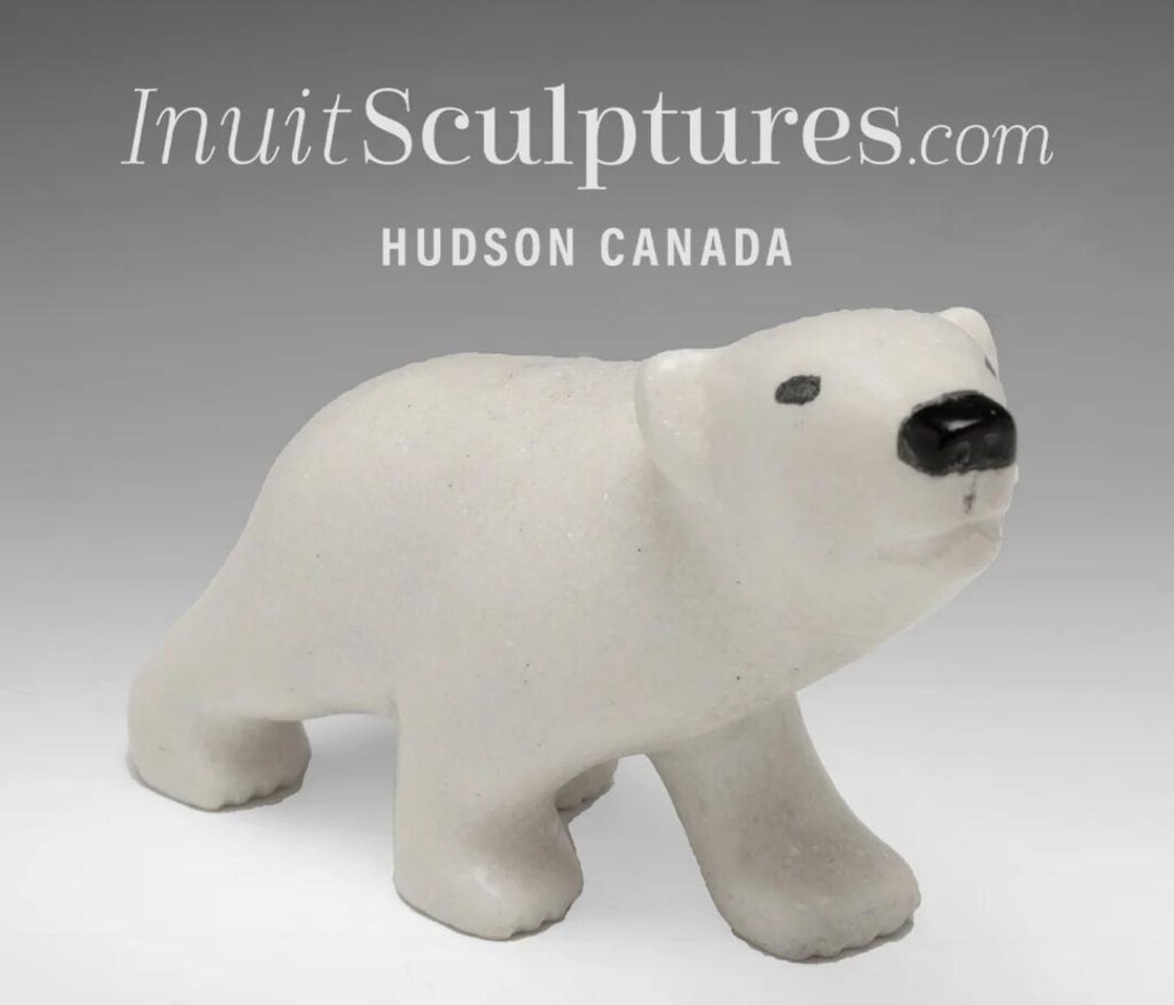 8" Walking Bear by Guy Uniuqsaraq *milkshake* Original White Inuit ...