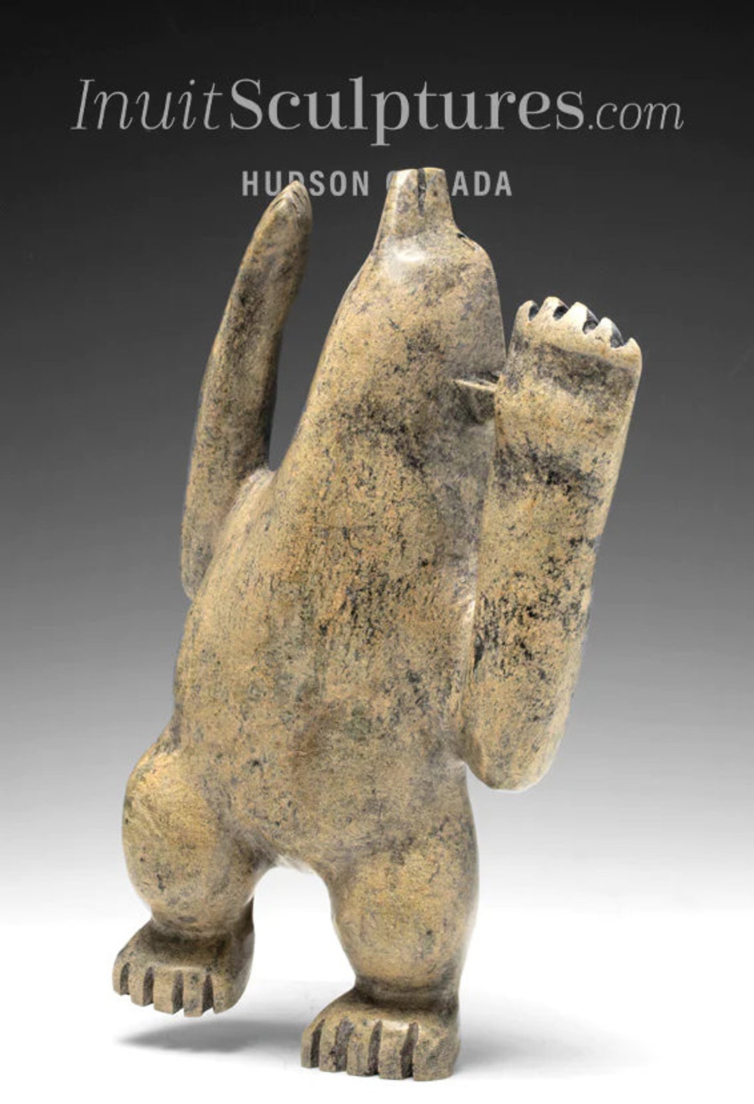 9" Dancing Bear by Moe Pootoogook *rejoice* Inuit Sculpture Soapstone ...
