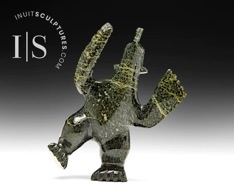 5 Dancing Bear by Moe Pootoogook electra Original Inuit Sculpture, Cape ...