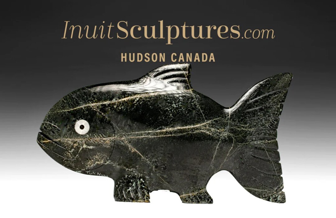 16" Arctic Char by Tuk Nuna *nemo* Original Inuit Sculpture, Cape ...