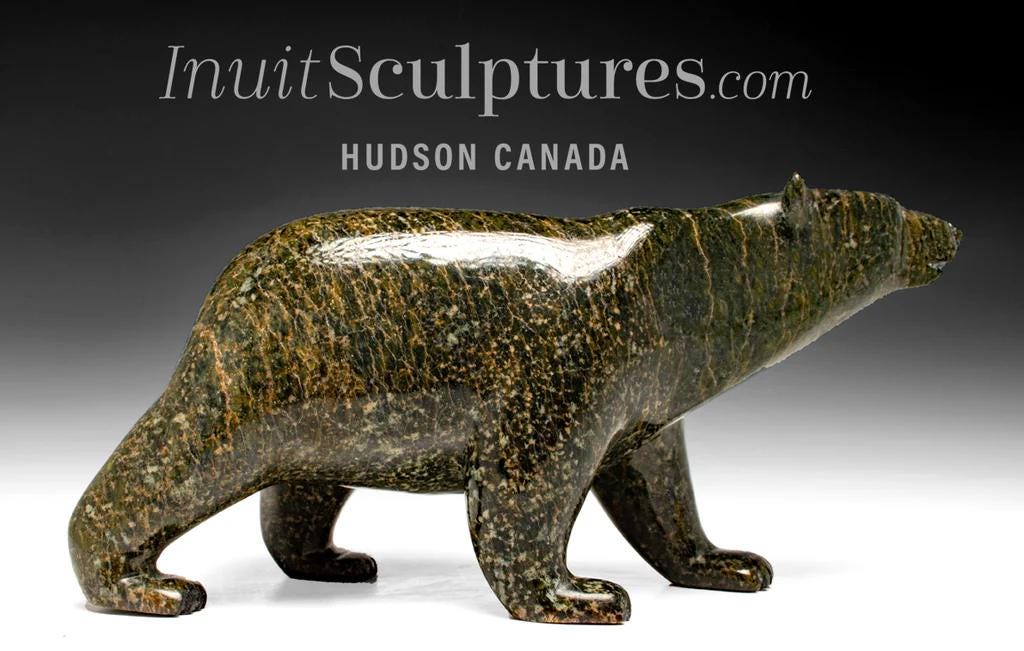 13" SIGNATURE Walking Bear by Tim Pee Original Inuit Sculpture, Cape ...