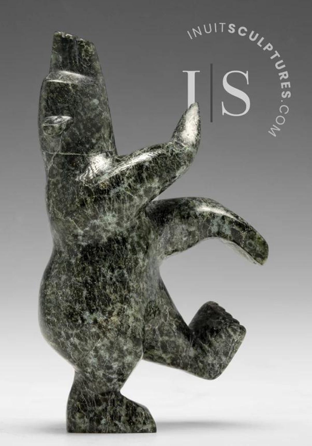 6" Dancing Bear by Moe Pootoogook *roo* Original Inuit Sculpture, Cape ...