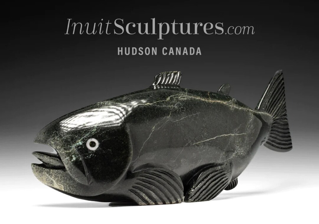 16" Arctic Char Fish by Toonoo Sharky *finn* Inuit Sculpture Soapstone ...