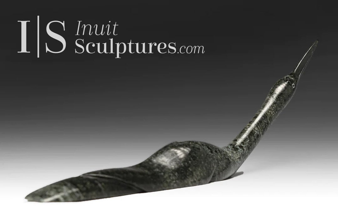 7" SIGNATURE Loon by Ning Ashoona *sable* Inuit Sculpture Soapstone ...