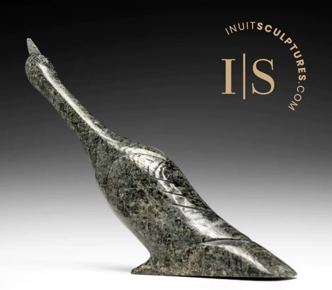 13" SIGNATURE Swan by Ning Ashoona *adventurer* Inuit Sculpture ...