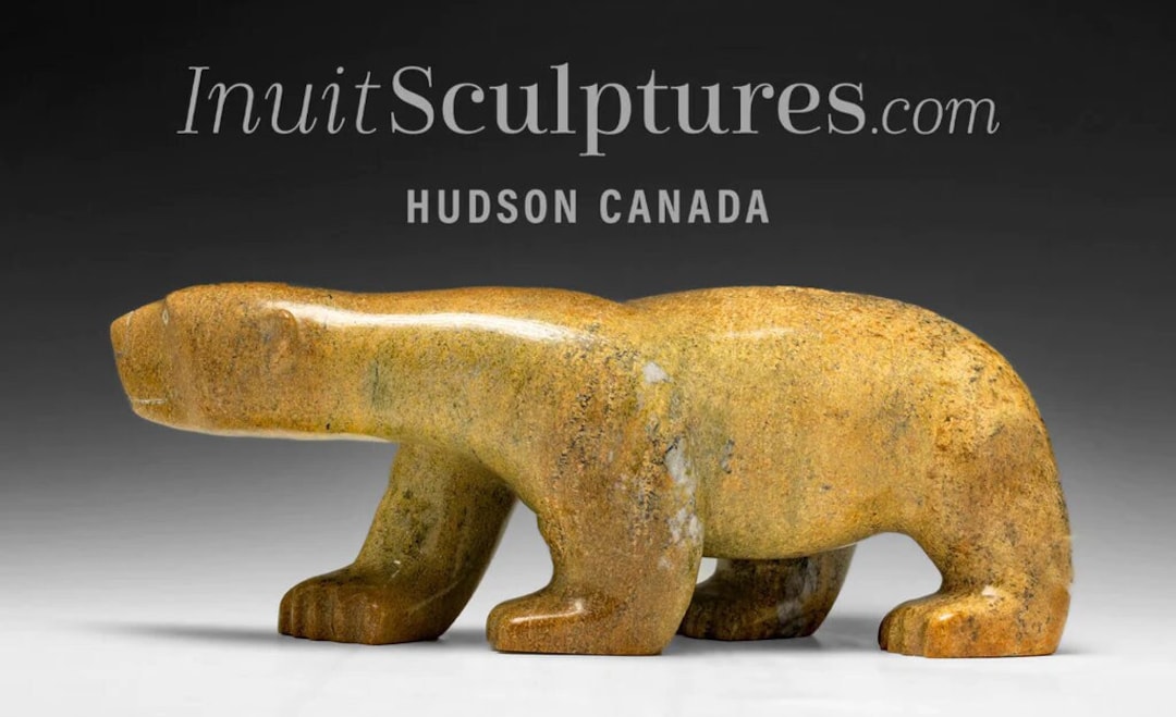 12" Orange Walking Bear by Pauloosie Tunnillie *pekoe* Inuit Sculpture ...