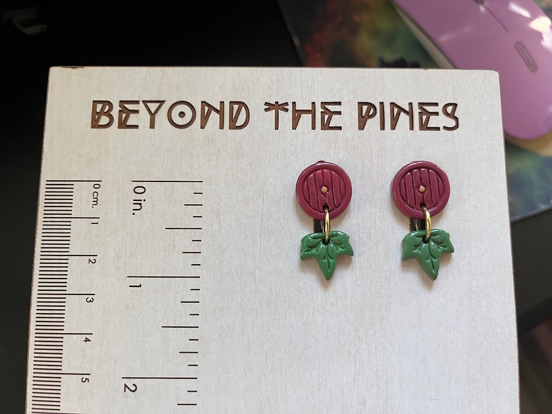 Hobbit Door Leaves of Lorien Earrings, Handmade Polymer Clay Stud ...