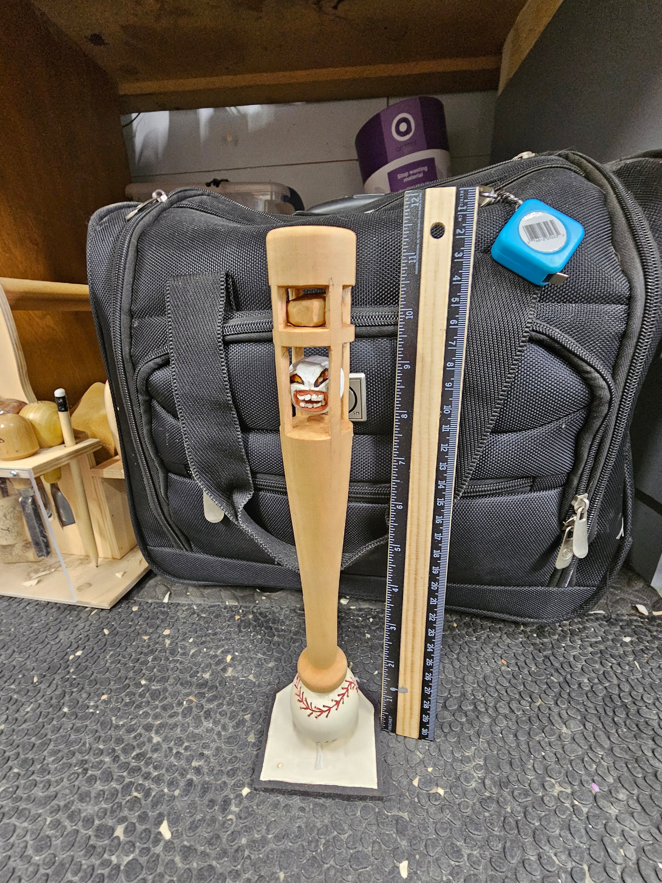 Home Run Ready Baseball Bat With Ball Encased in Cage Custom Carved ...