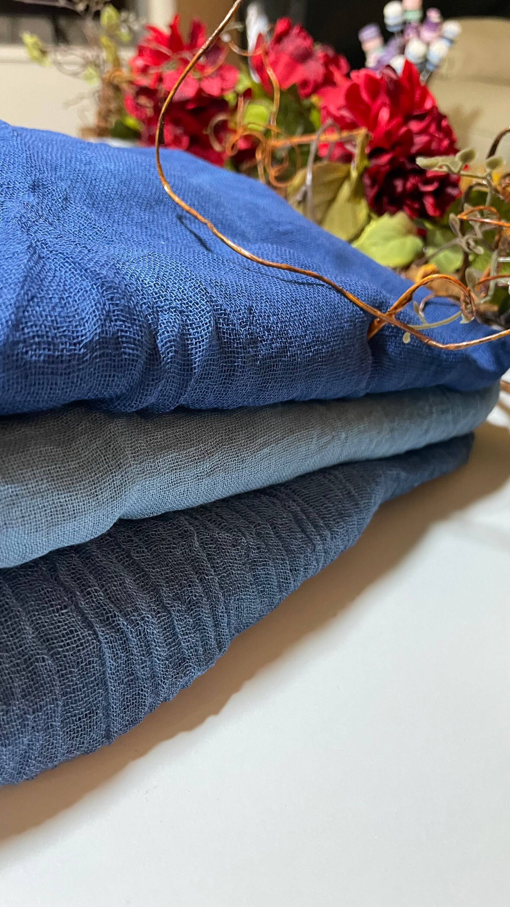 Dusty Blue Cheesecloth Table Runner Jeans Blue Dark Blue - Etsy