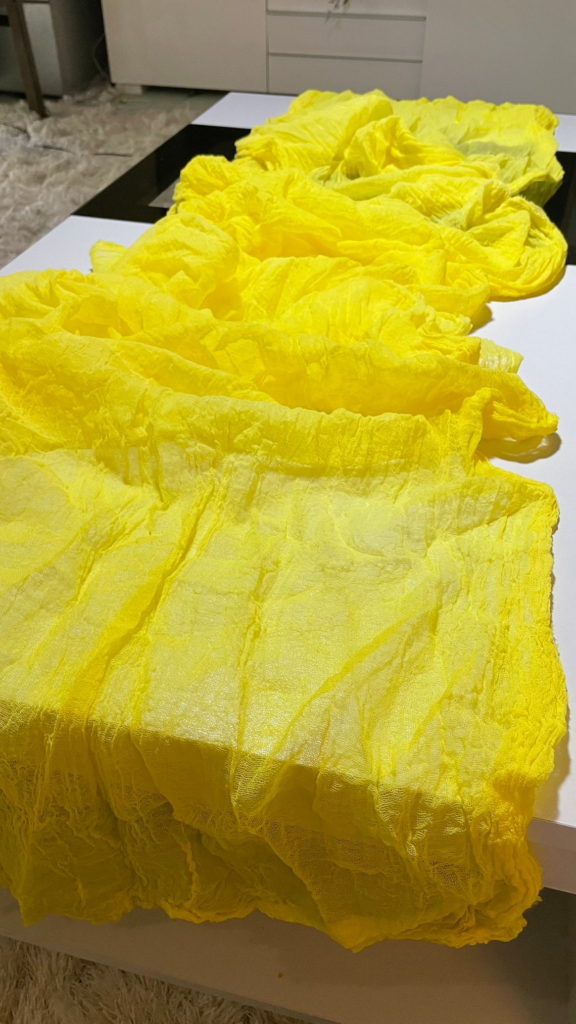 Bright Yellow Cheesecloth Table Runner, Gauze Table Cloth, Wedding ...
