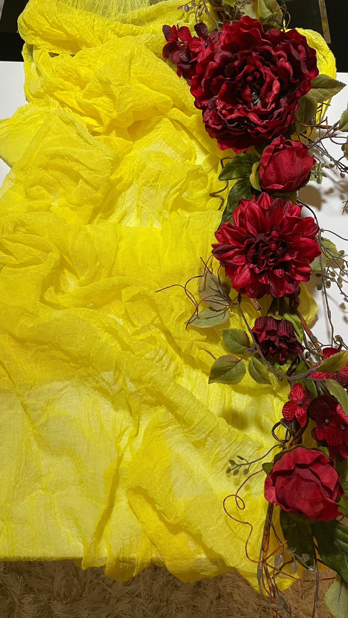 Bright Yellow Cheesecloth table runner Gauze table cloth | Etsy