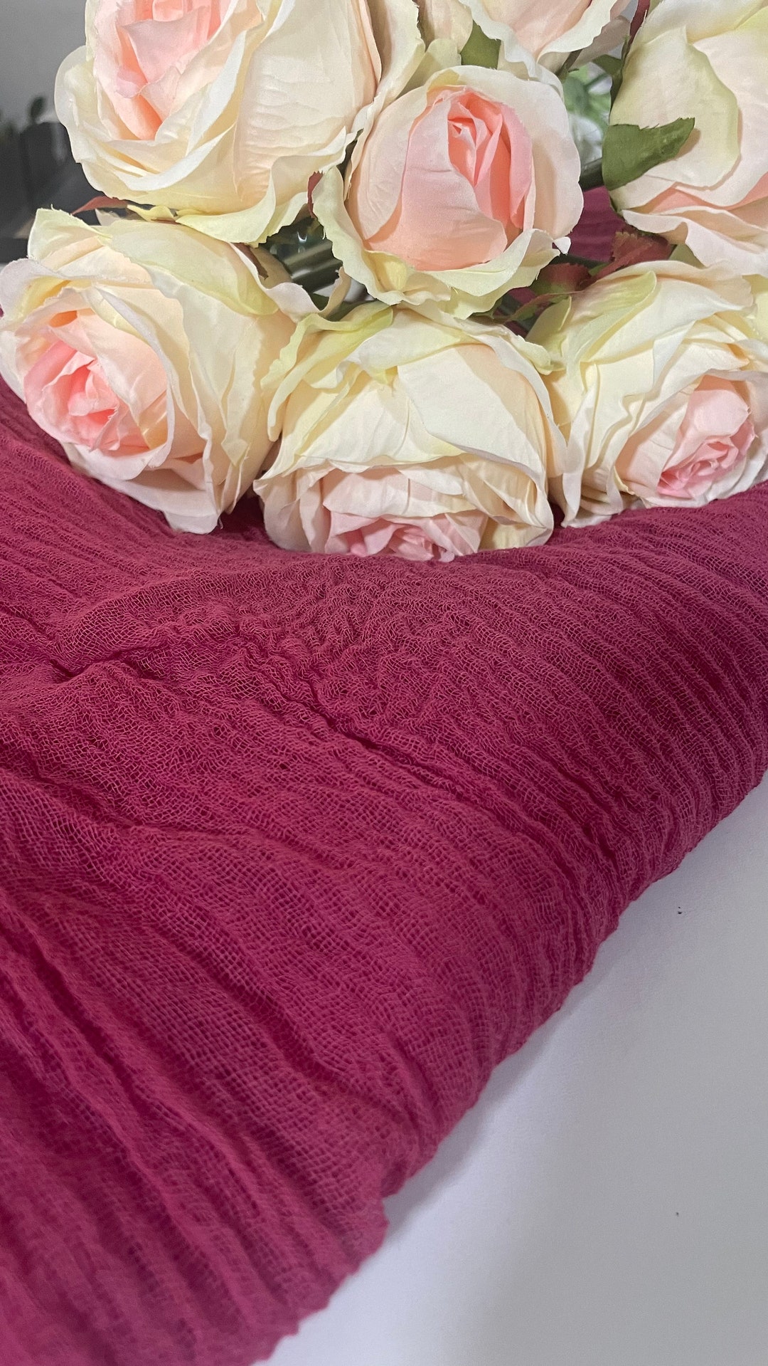Wine Red Cheesecloth Table Runner, Wine Red Gauze, Table Decor, Wedding ...