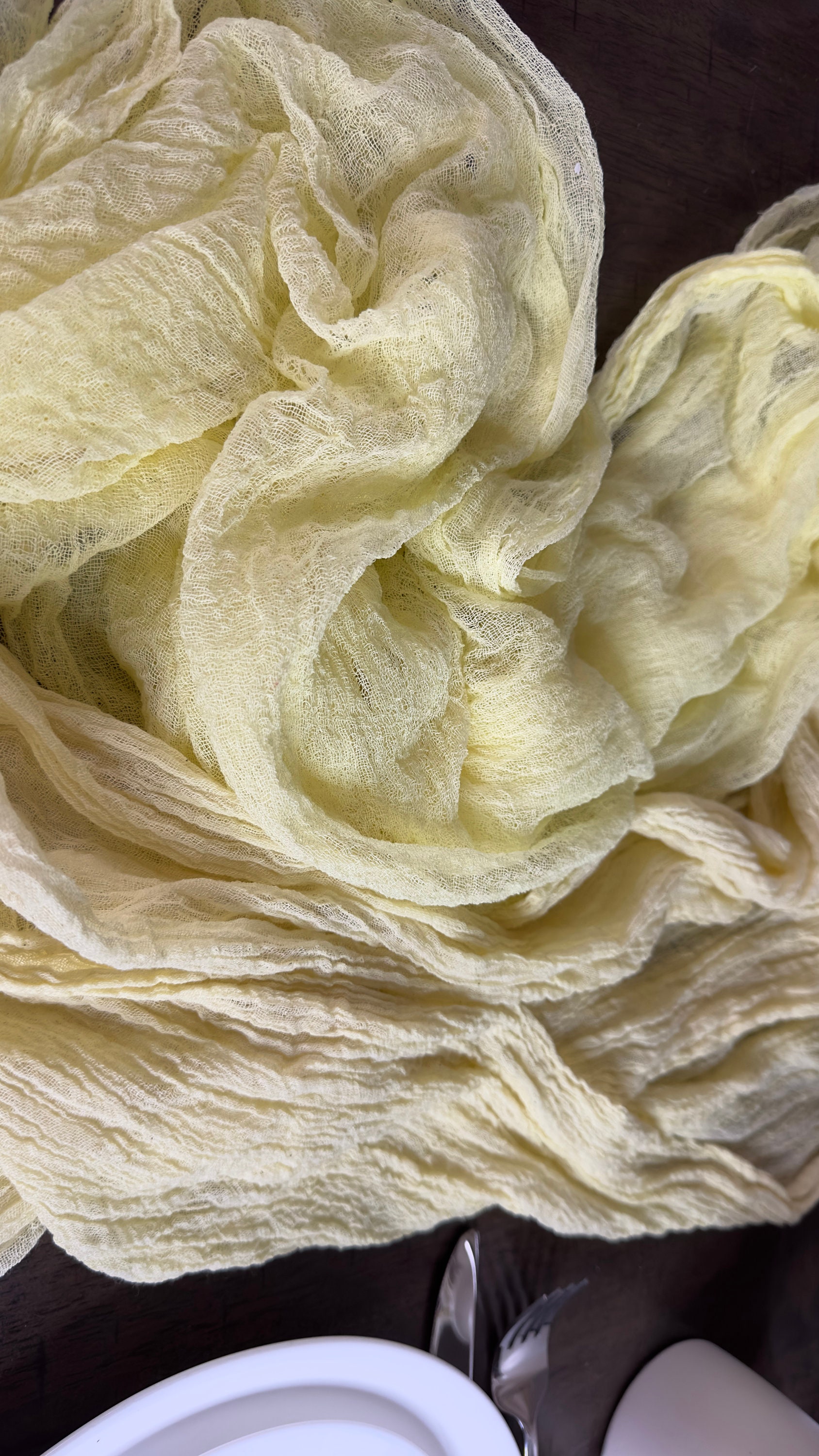 Cream Yellow Cheesecloth Table Runner, Gauze Table Cloth, Wedding Decor ...