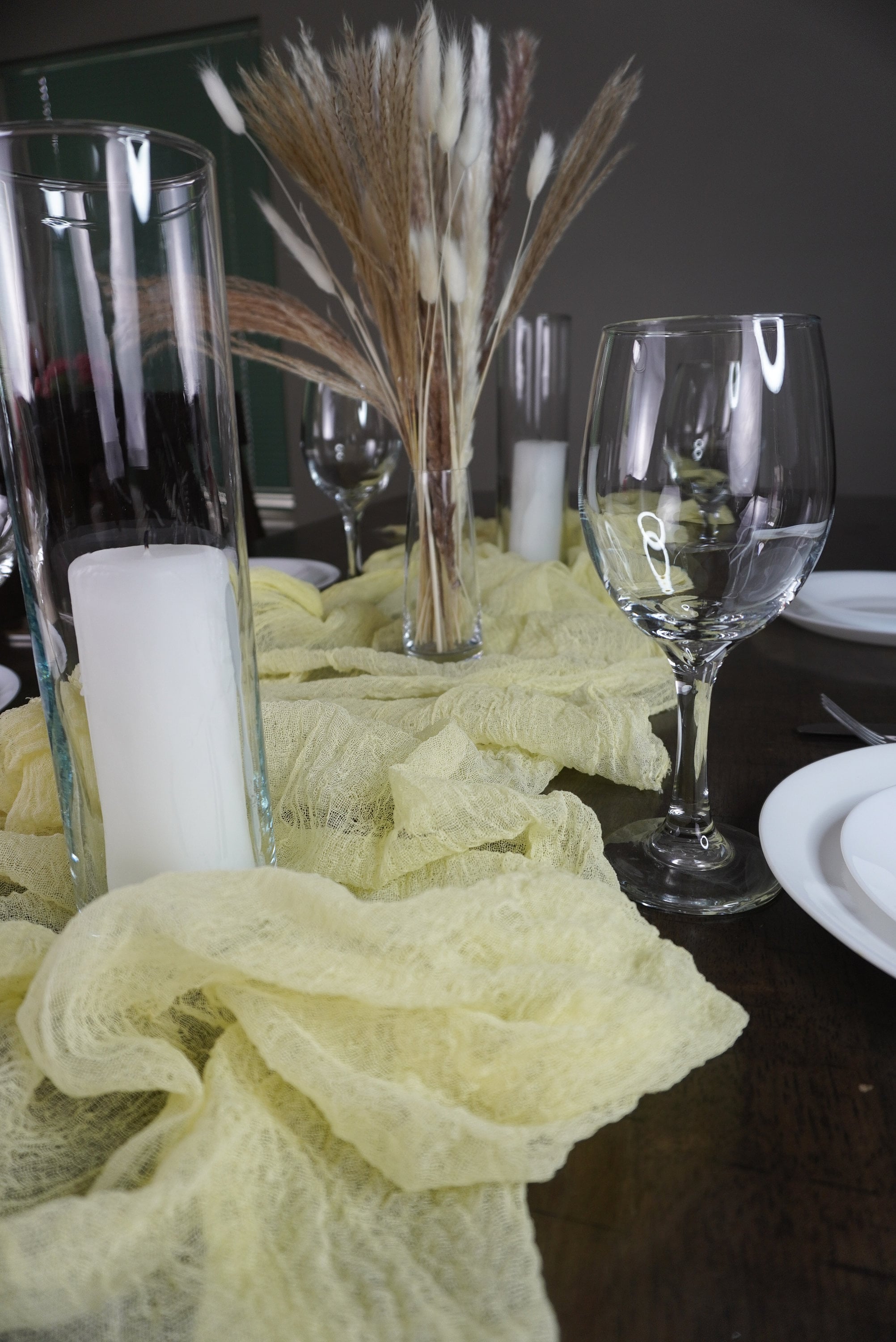 Lemon Yellow Cheesecloth Table Runner, Gauze Table Cloth, Wedding Decor ...