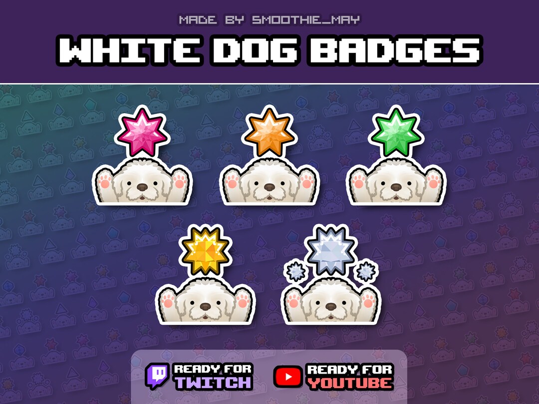 White Dog Badges Twitch / Youtube / Discord - Etsy