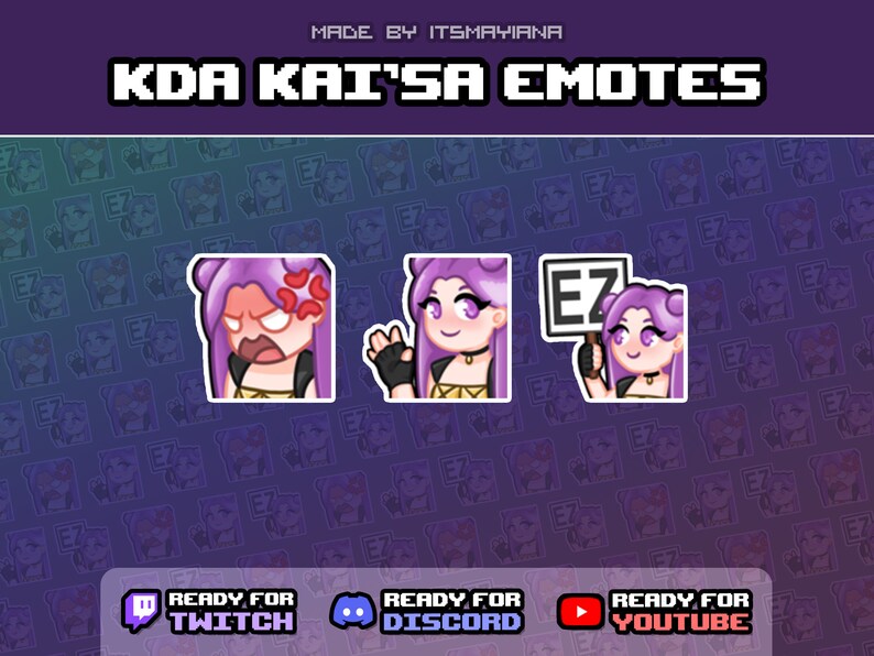 KDA Kai'sa League of Legends Emotes for Twitch / Youtube / Discord ...