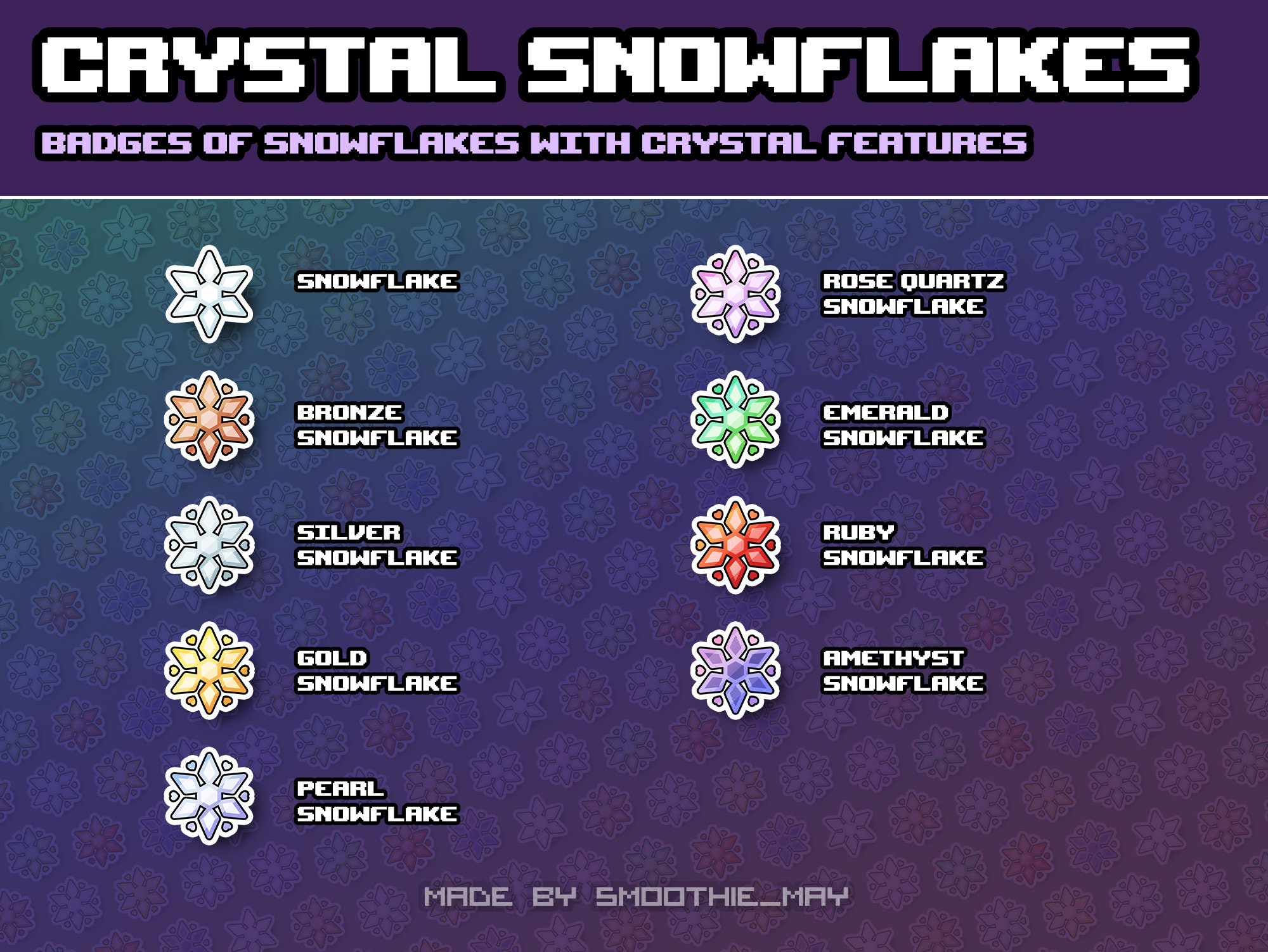 Snowflake Badges for Twitch / Youtube / Discord / Kick - Etsy