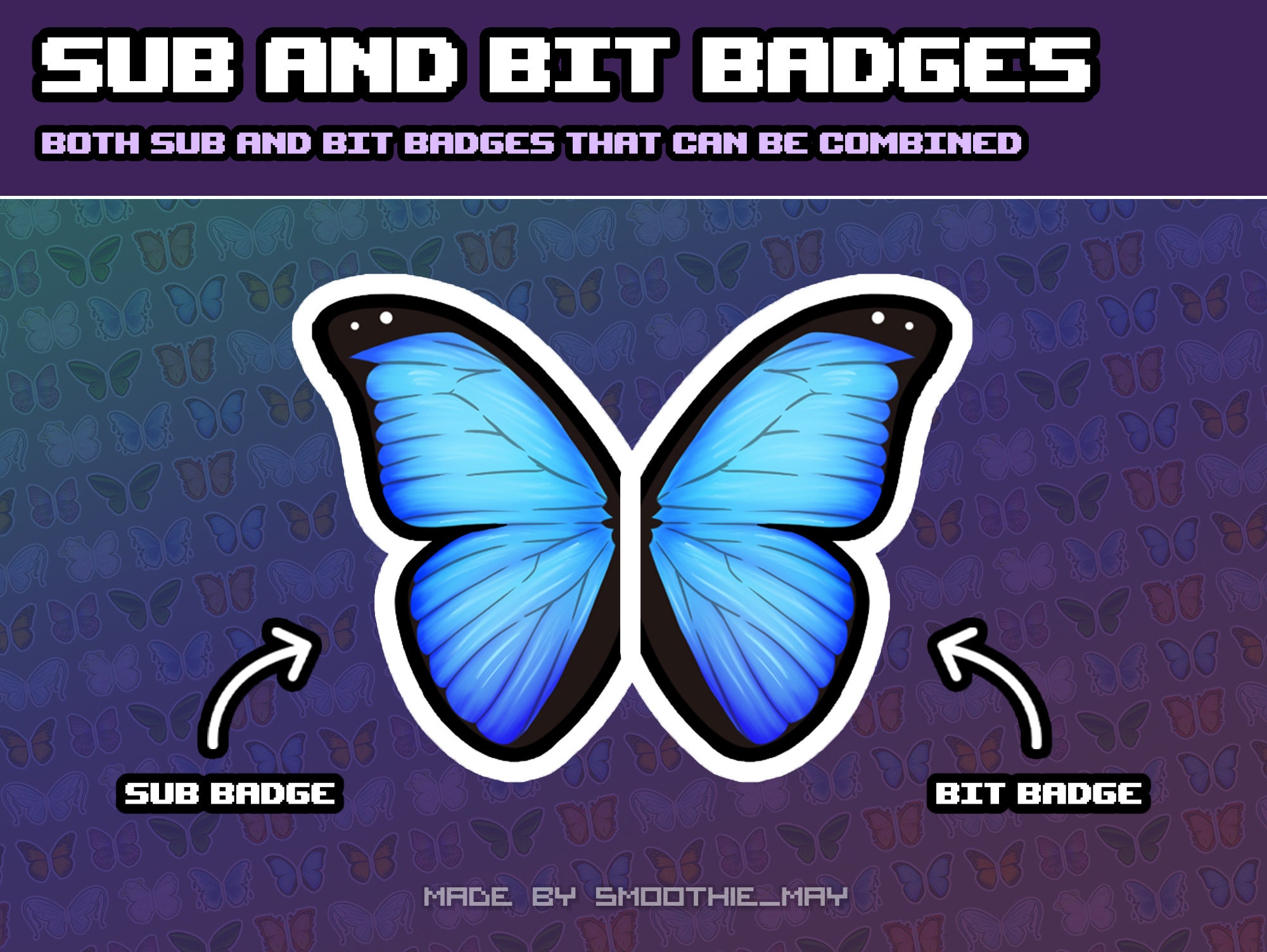 Butterflies DOUBLE Badges for Twitch / Youtube / Discord / Kick - Etsy