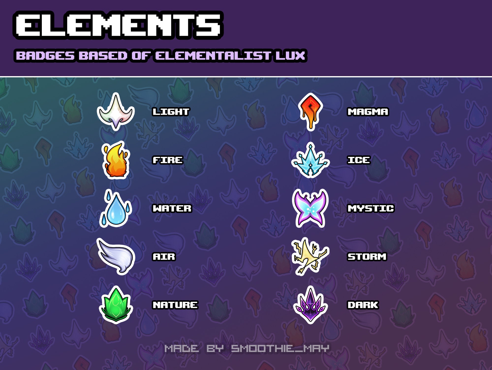 Elementalist Lux Badges for Twitch / Youtube / Discord / Kick - Etsy