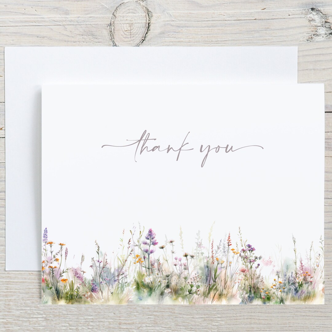 Watercolor Meadow Wildflowers Thank You Cards, Wild Flowers Thank You ...