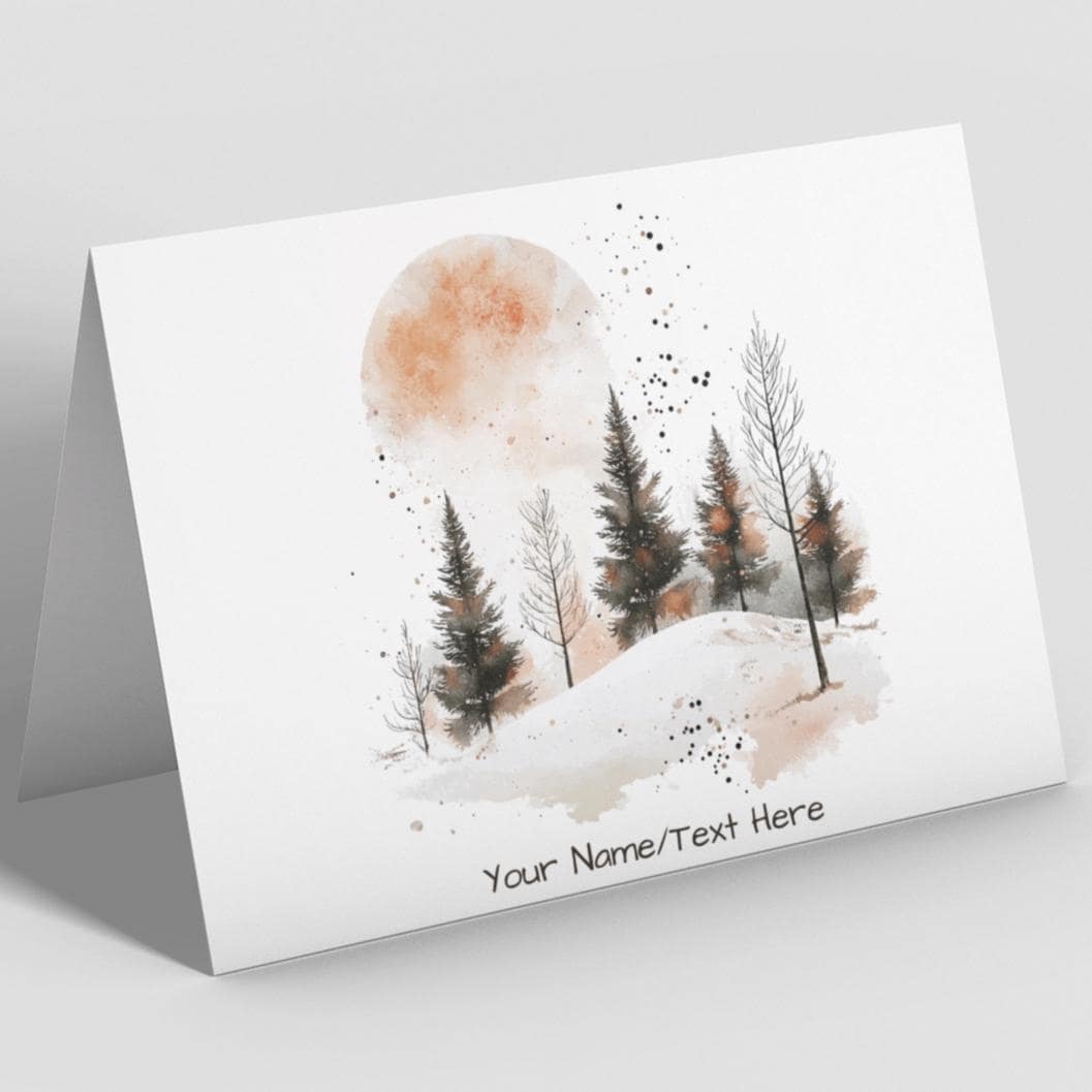 Winter Forest Personalized Note Cards, Woodland Pine Trees, Custom Gift ...